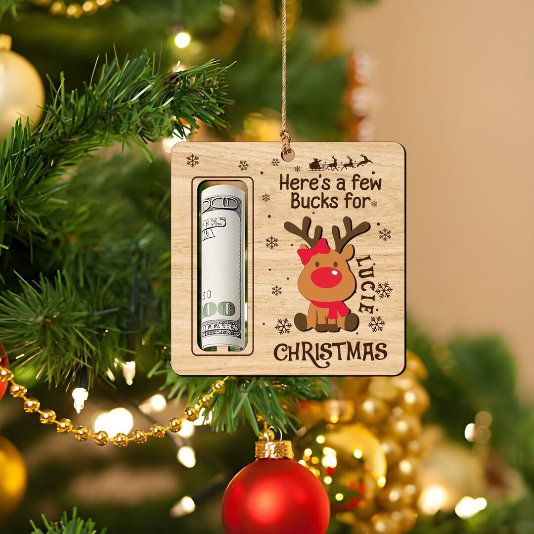Reindeer Money Holder, Personalized Cute Wood Money Holder Christmas ...
