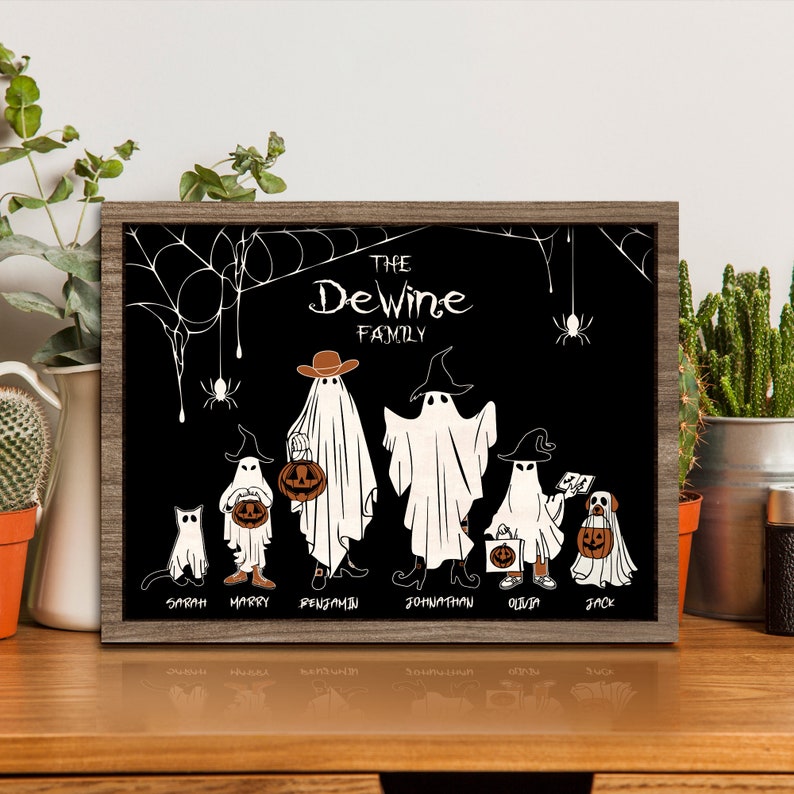 Personalized Halloween Family Sign, Halloween Family Portrait, Custom ...