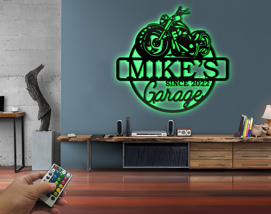 Custom Motorcycle Garage Sign, Personalized Name Metal Plaque Metal ...