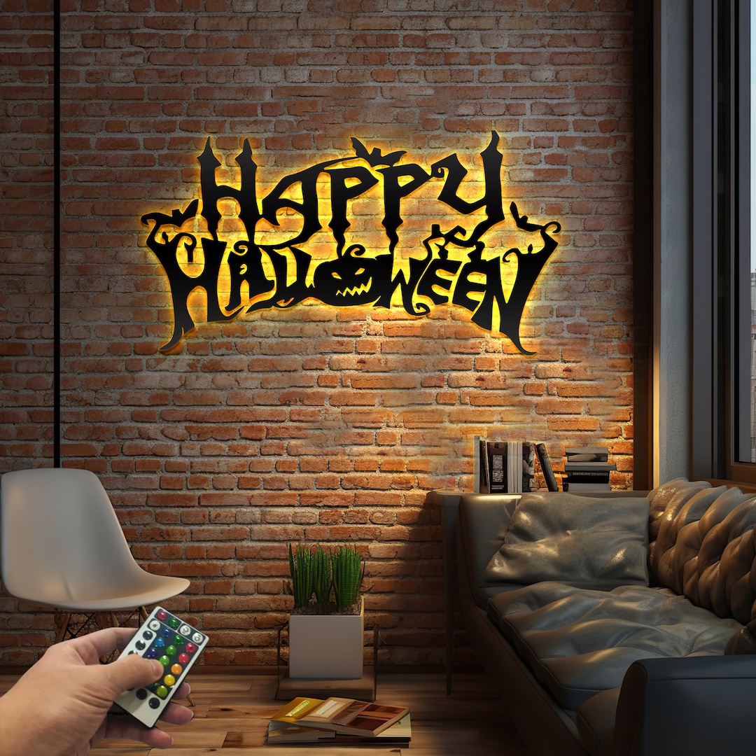 New Happy Halloween Metal Wall Decor, Halloween Wall Sign, Halloween ...