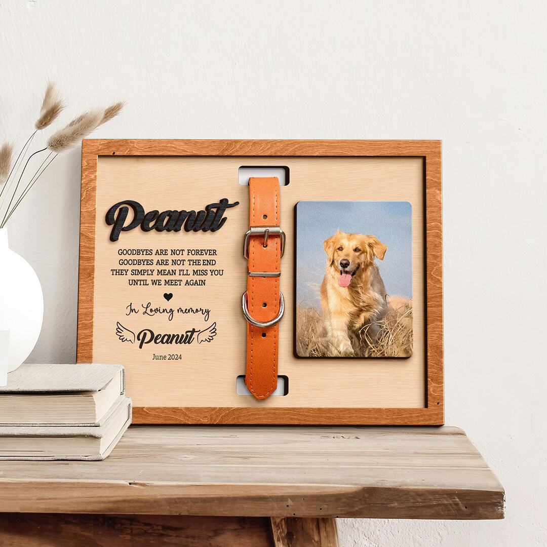 Custom Dog Memorial Wood Frame With Collar Holder, Memorial Pet Collar ...
