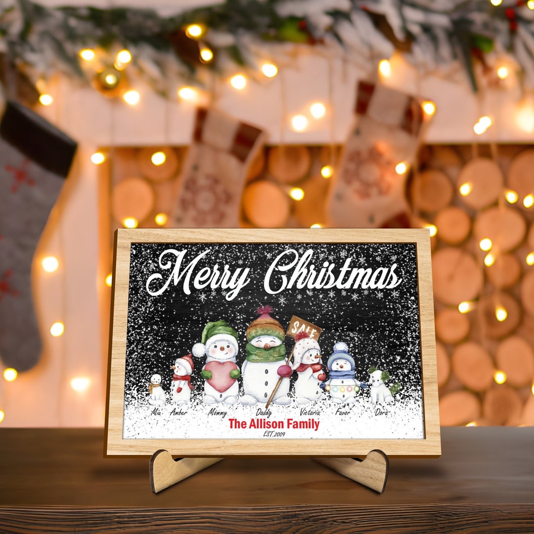 Custom Snowman Family Sign, Family Christmas Sign, Personalized Family ...