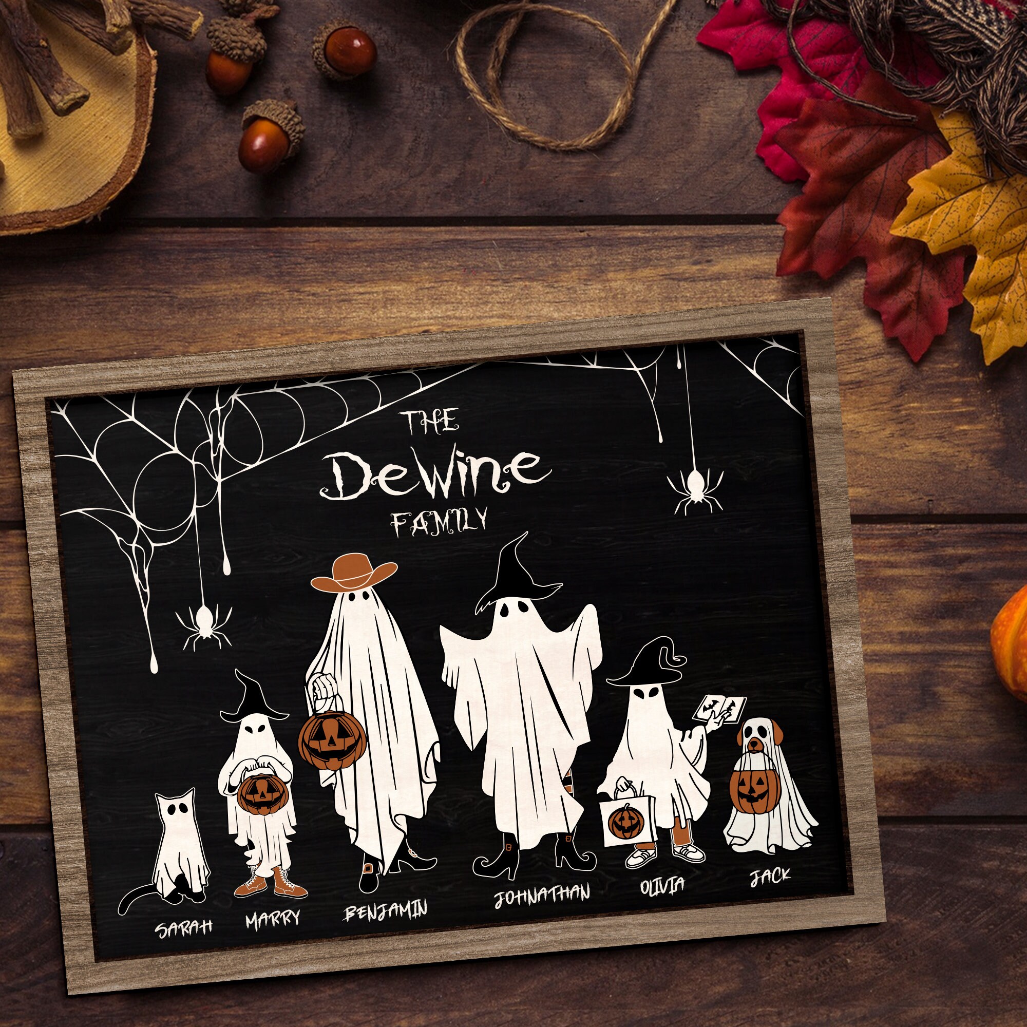 Personalized Halloween Family Sign, Halloween Family Portrait, Custom ...