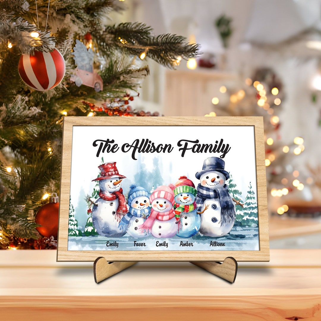 Personalized Christmas Family Sign, Custom Snowman Family Sign ...