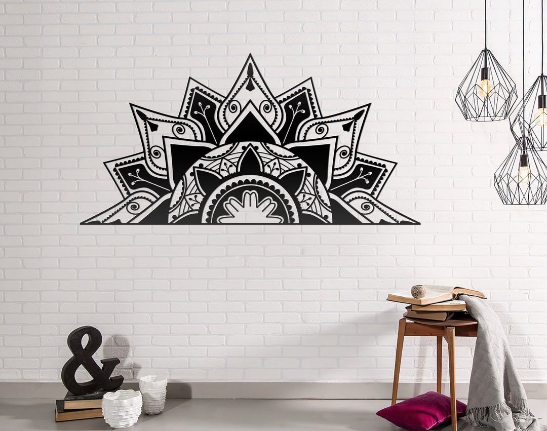 Half Mandala Wall Art Decal Unique Design for Bedroom Headboard Decor ...