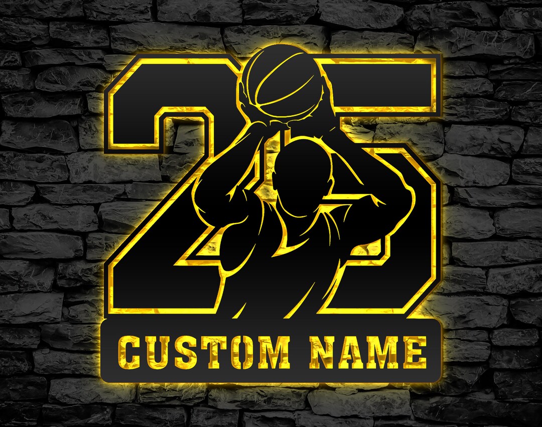 Custom Basketball Name and Number Metal Sign, Personalized Basketball ...