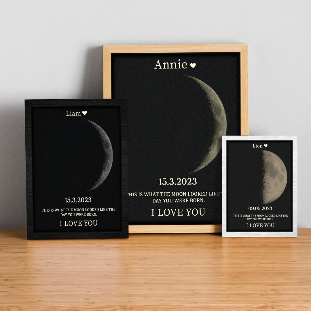 Personalized Moon Phase Frame, Mother’s Day Gift, Custom Moon Phase ...