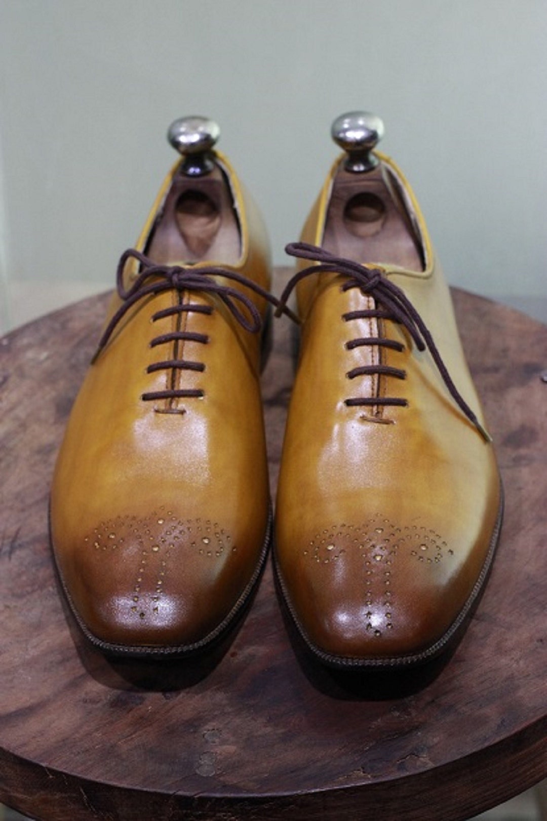 New Men's Handmade Shaded Tan Brown Leather Lace up - Etsy