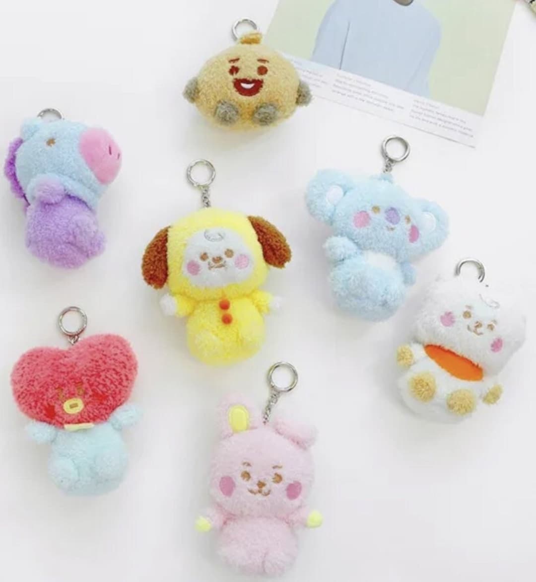 BTS BT21 Fuzy Serie Keyring, BT21 Wool Keyring, BTS Keychain, Bts Doll, BT21 Keyring, Bt21 ...