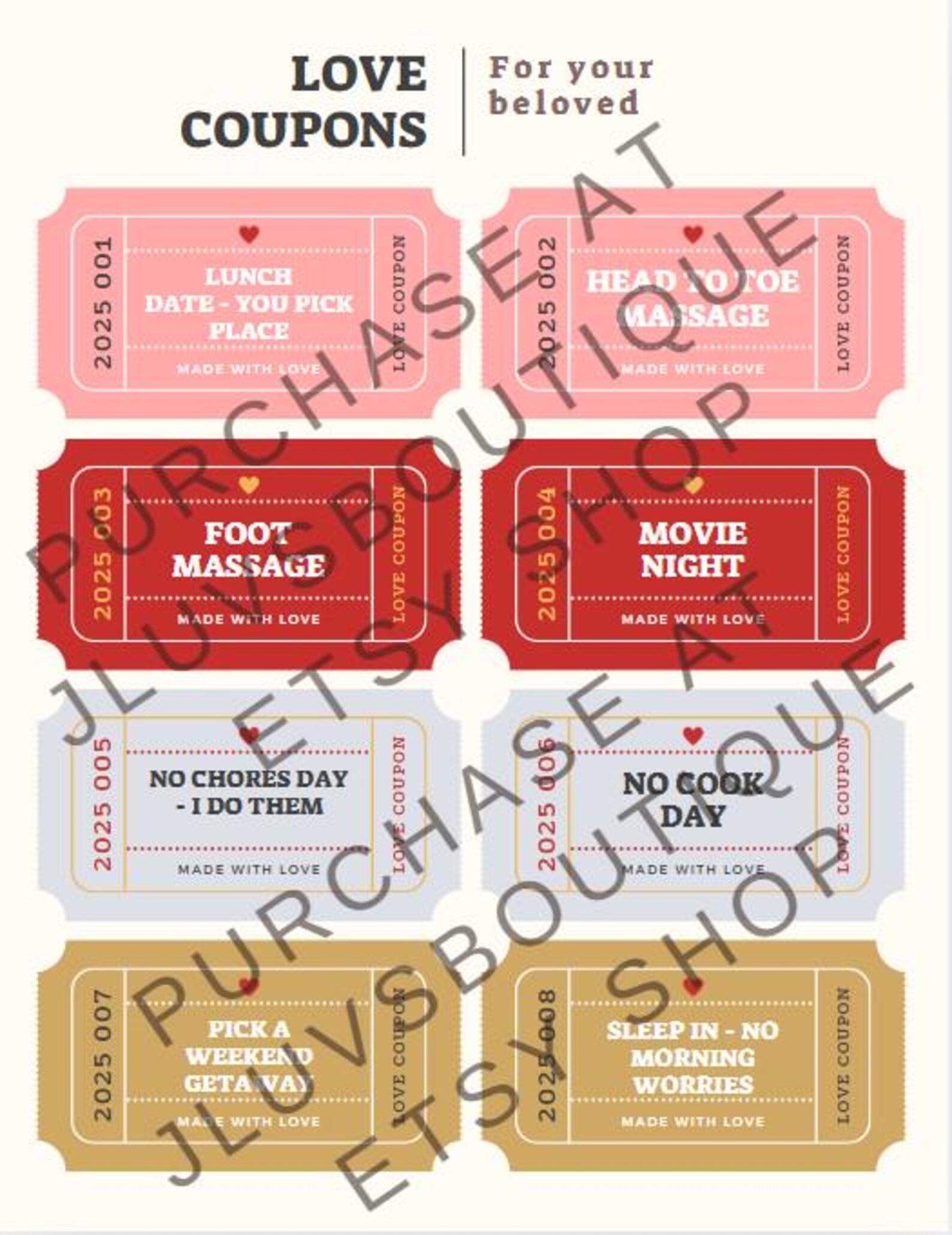 Printable Love Coupons - Digital, Valentine's Day or Just Because ...