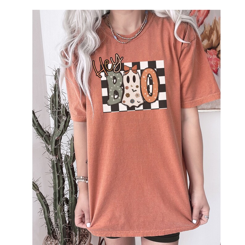 Retro Ghost Shirt, Hey Boo Tshirt, Gift for Her, Custom Fall Boo Shirt ...