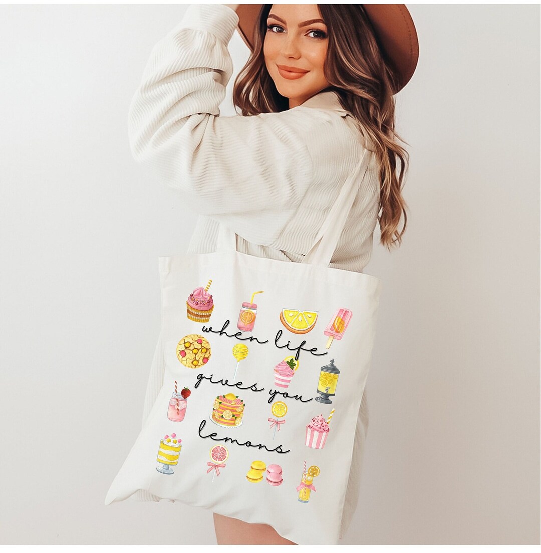 Pink Lemonade Tote Bag, Reusable Shopping Bag for Women, Lemon Sweets ...