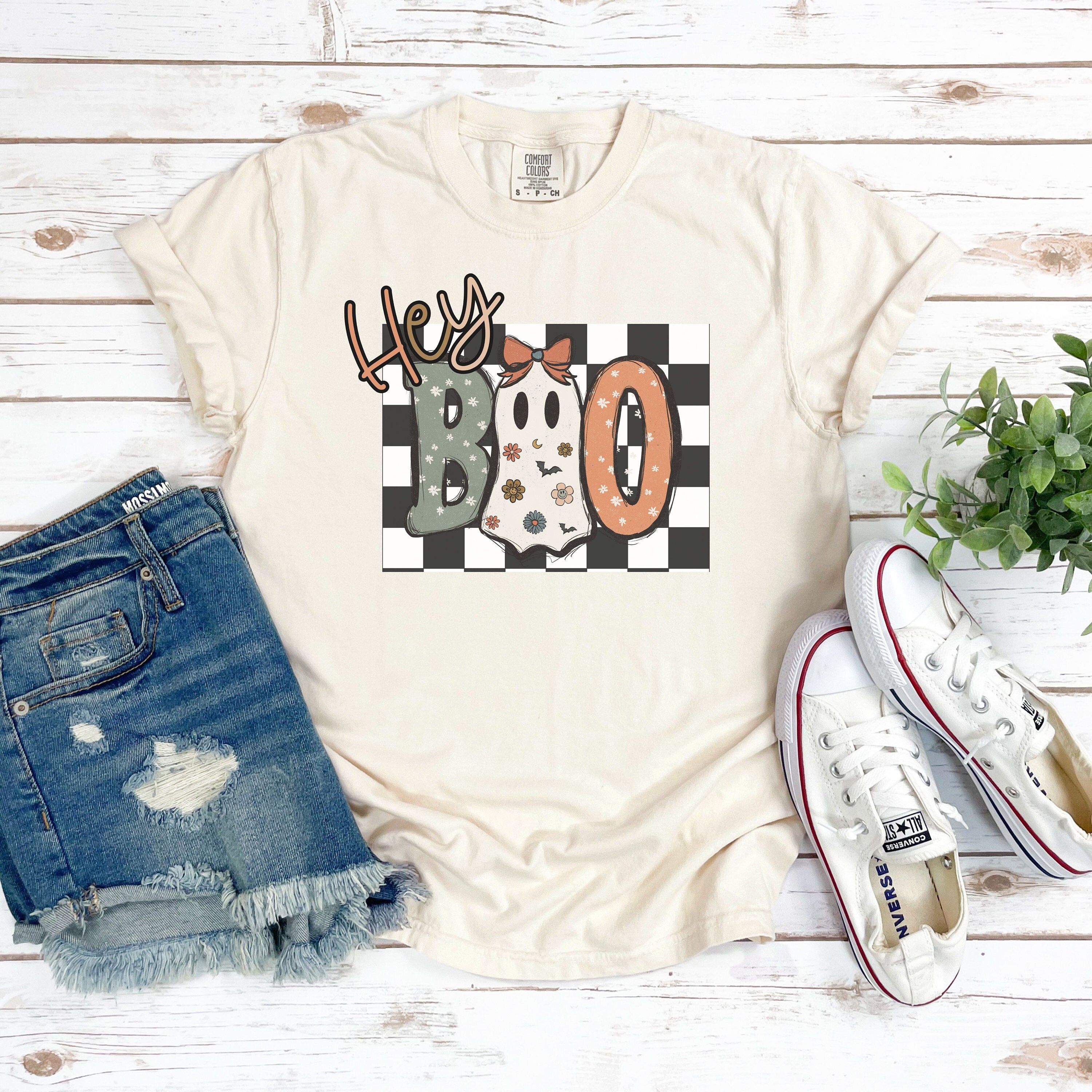 Retro Ghost Shirt Hey Boo Tshirt Gift for Her Custom Fall - Etsy