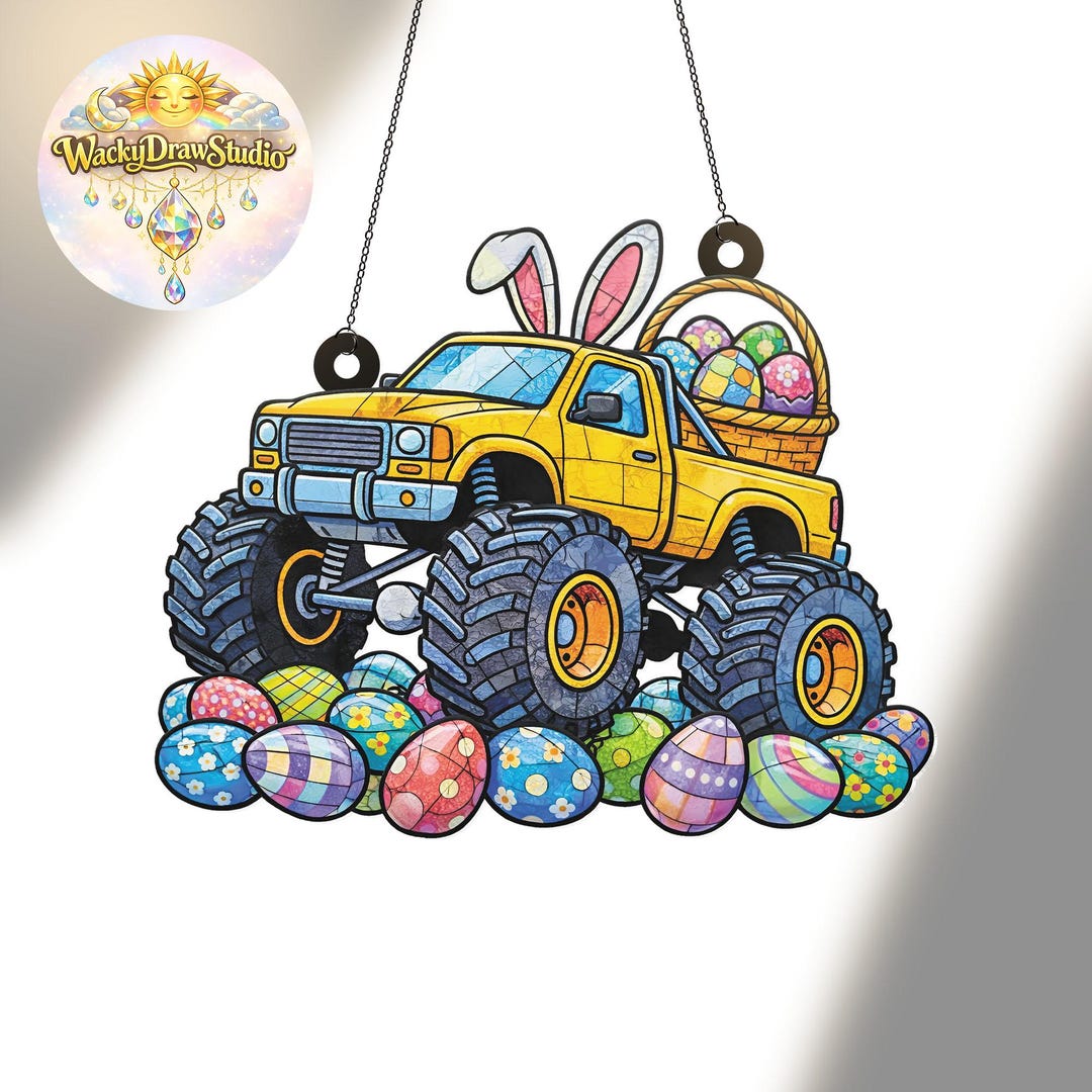 Monster Truck Easter Suncatcher, Easter Egg Decor, Acrylic Window ...