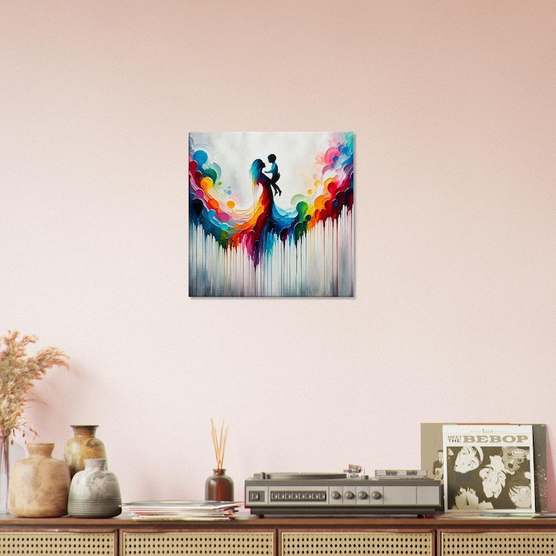 Wall Art, Modern Abstract Art, Gift for Her, Mom and Baby, Oil Painting ...