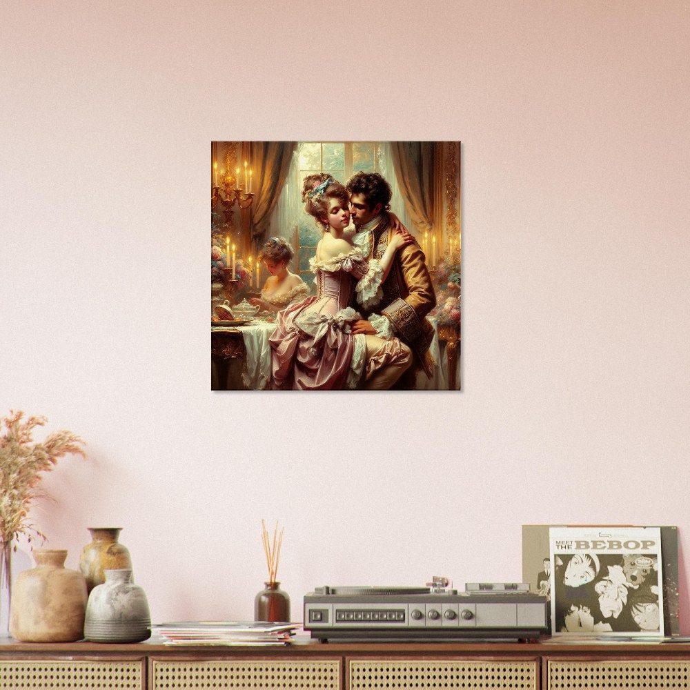 Rustic Love: an Intimate Moment, Wall Art, Art Canvas, Oil Painting of ...