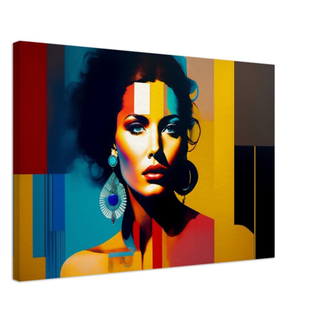 Pop Art Woman Portrait, Premium Canvas Wall Art (30x20 Inch) - Etsy