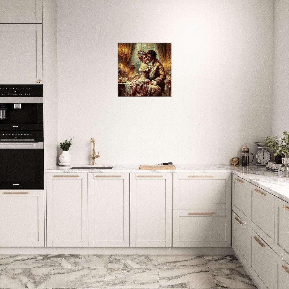 Rustic Love Oil Painting: Intimate Couple Art Canvas, Coquette Romance ...