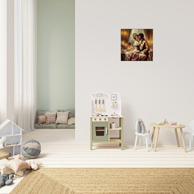 Rustic Love: an Intimate Moment, Wall Art, Art Canvas, Oil Painting of ...