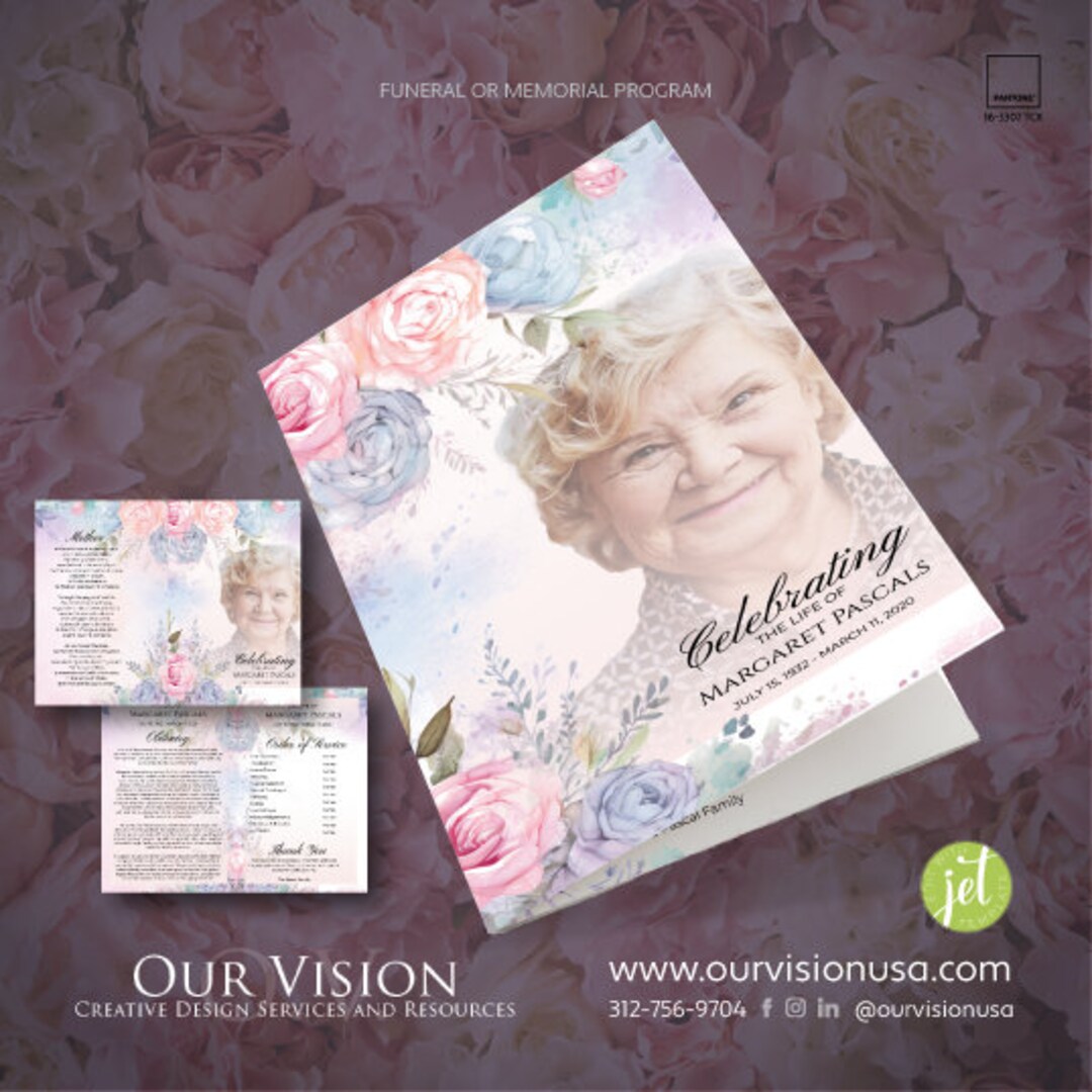 Editable Memorial Service Program Template, Printable Funeral Program ...