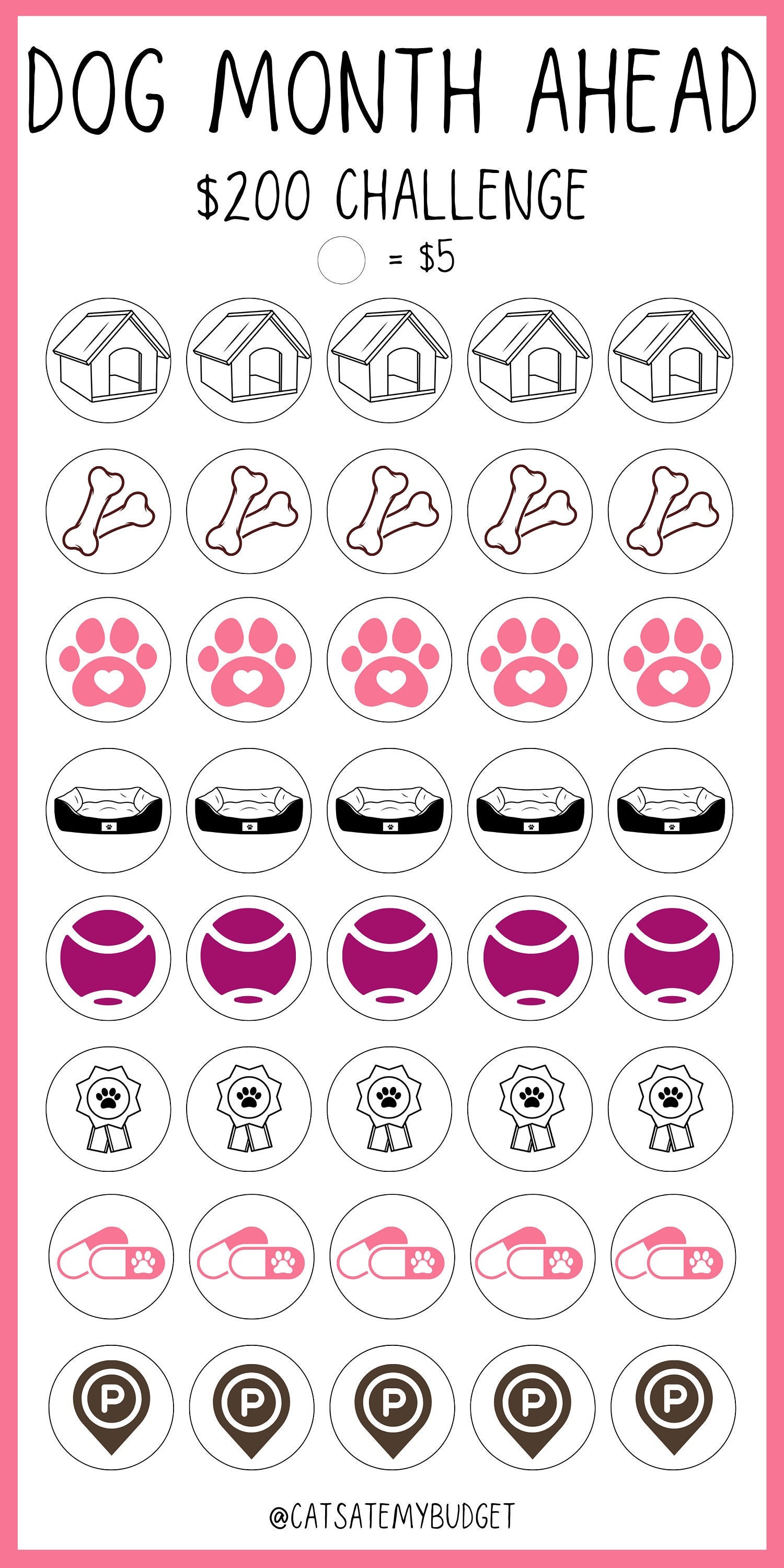 Dog One Month Ahead Savings Tracker Cash Budgeting Savings Challenges ...