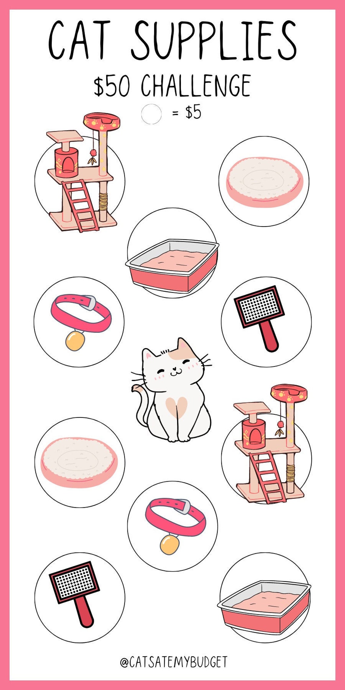 NEW Cat Supplies MINI Savings Challenge | Cash Budgeting | A6 Printable ...