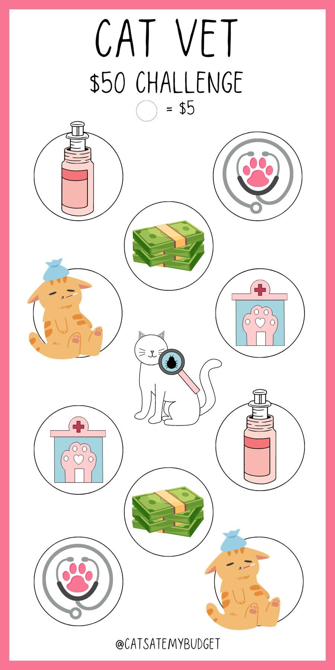 NEW Cat Vet MINI Savings Challenge Cash Budgeting A6 Printable - Etsy