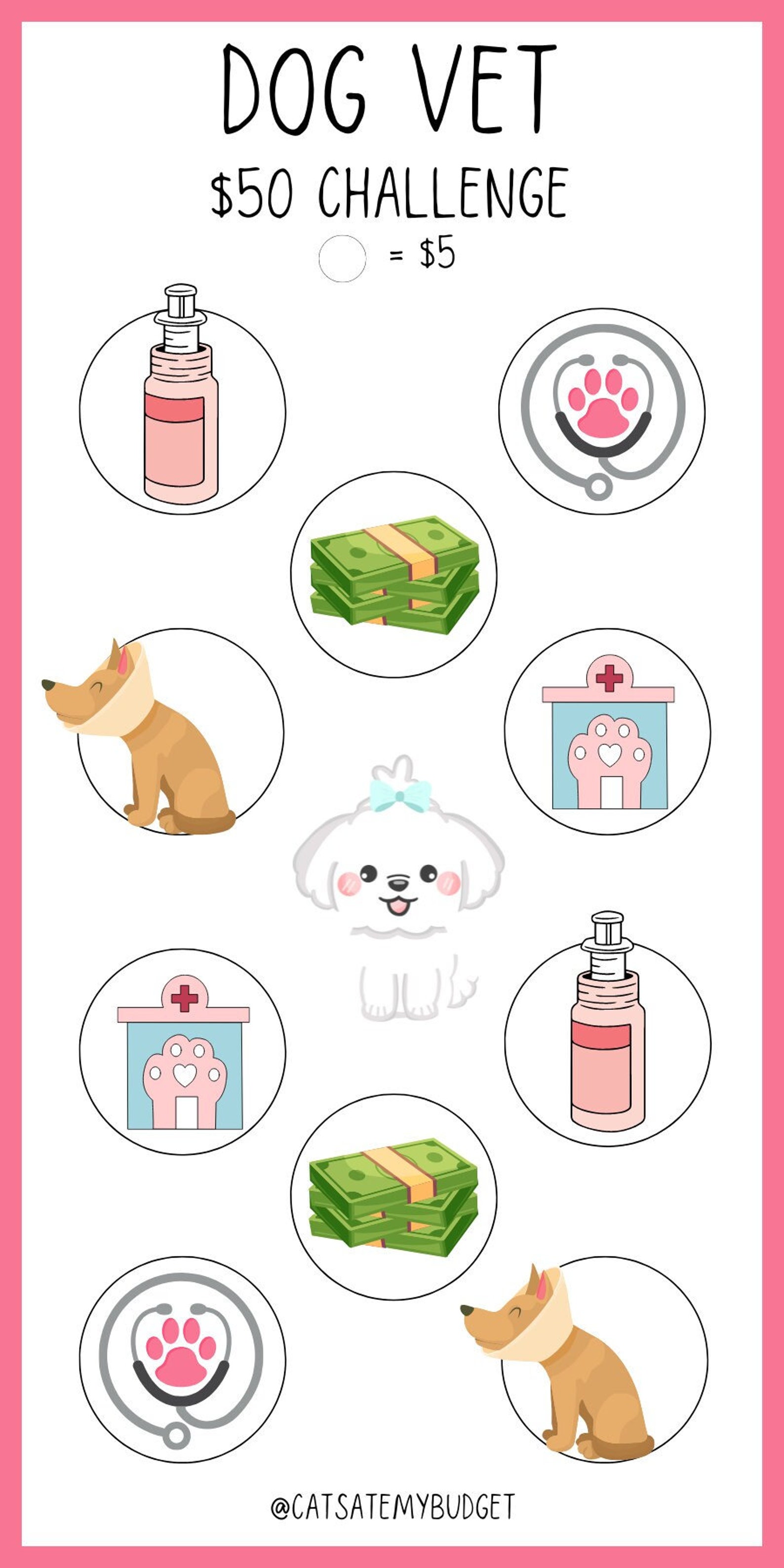 NEW Dog Vet MINI Savings Challenge | Cash Budgeting | A6 Printable - Etsy