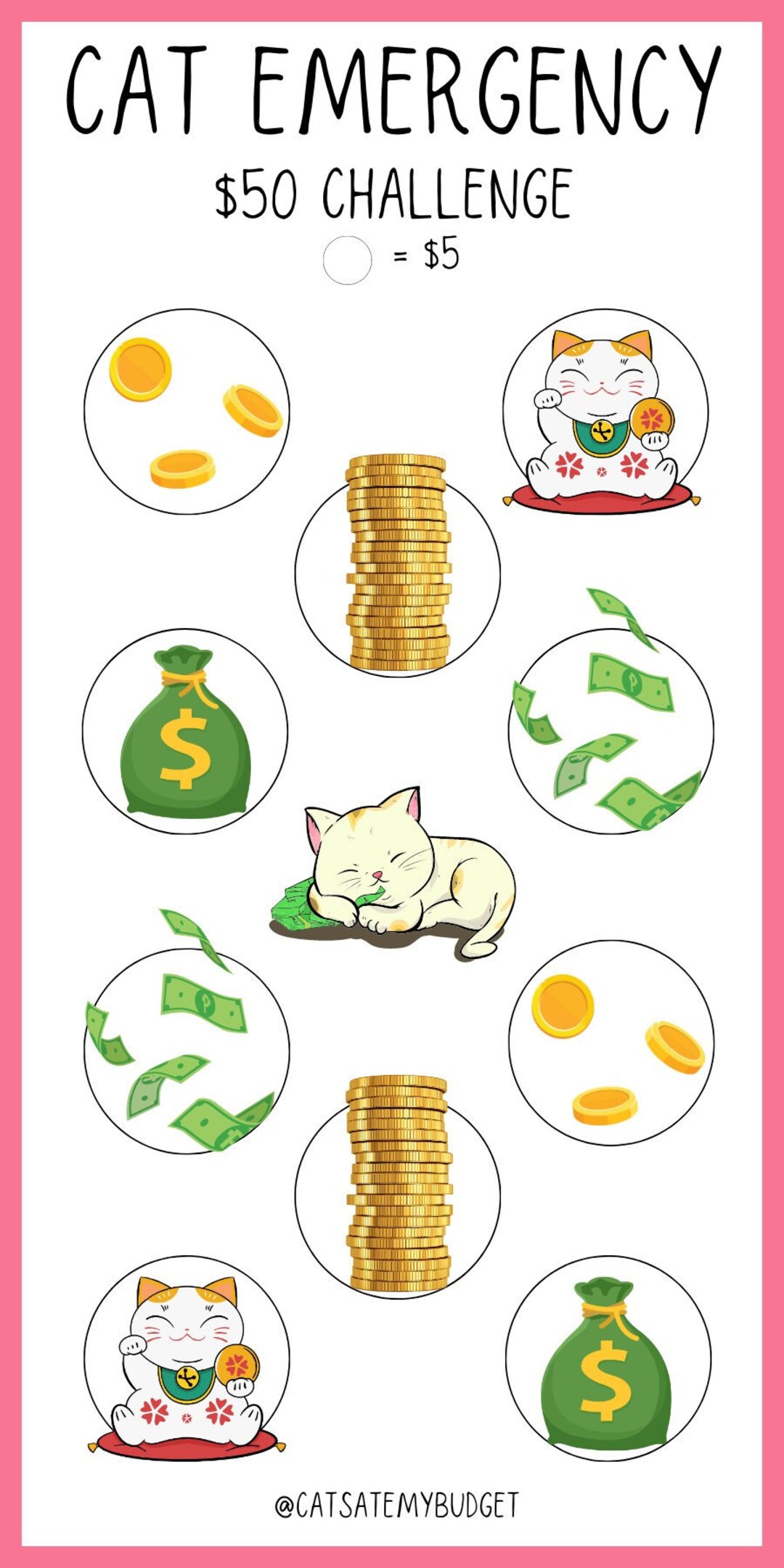 NEW Cat Emergency MINI Savings Challenge 2.0 | Cash Budgeting | A6 ...