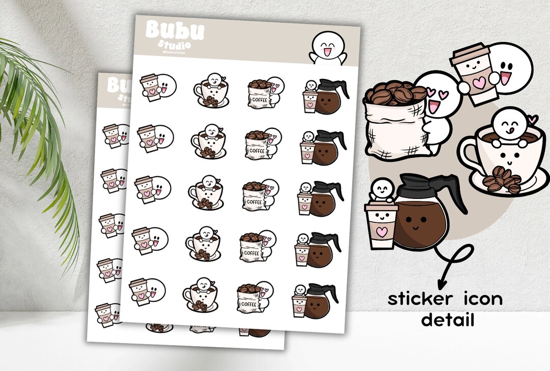Coffee Time Sticker Sheet Handmade Design Stickers for Planners and ...