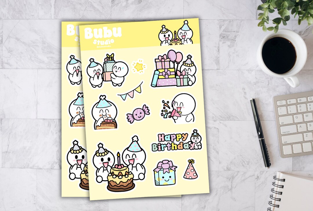 Birthday Doodles Stickers Handmade Design Stickers for Planners and ...