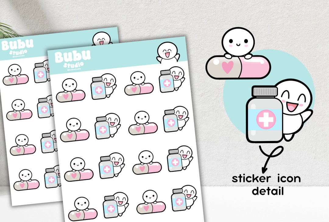Take Medicine Sticker Sheet Handmade Design Stickers for Planners and ...