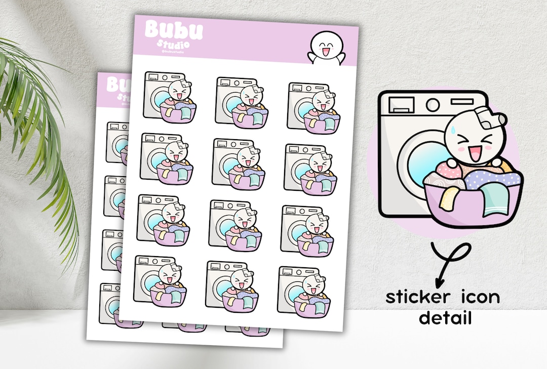 Laundry Sticker Sheet Washing Clothes Sticker Sheet Handmade Design ...