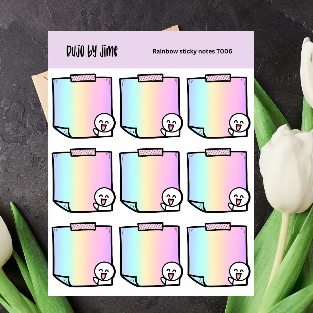Rainbow Sticky Notes Sticker Sheet Handmade Design Stickers for ...