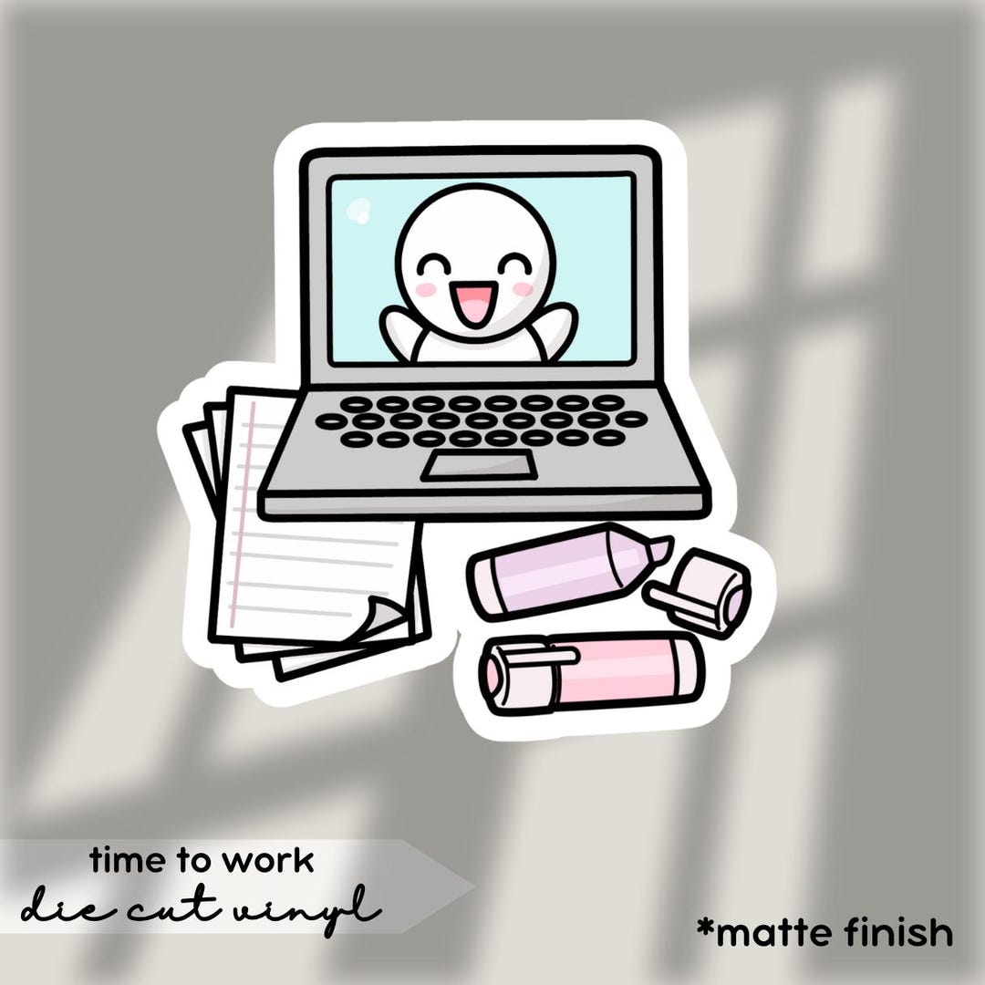 Time to Work Die Cut Sticker | Handmade Design Stickers for Planner - Etsy