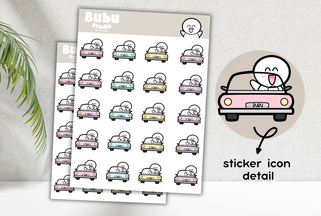 Driving Car Sticker Sheet Handmade Design Stickers for Planners and ...