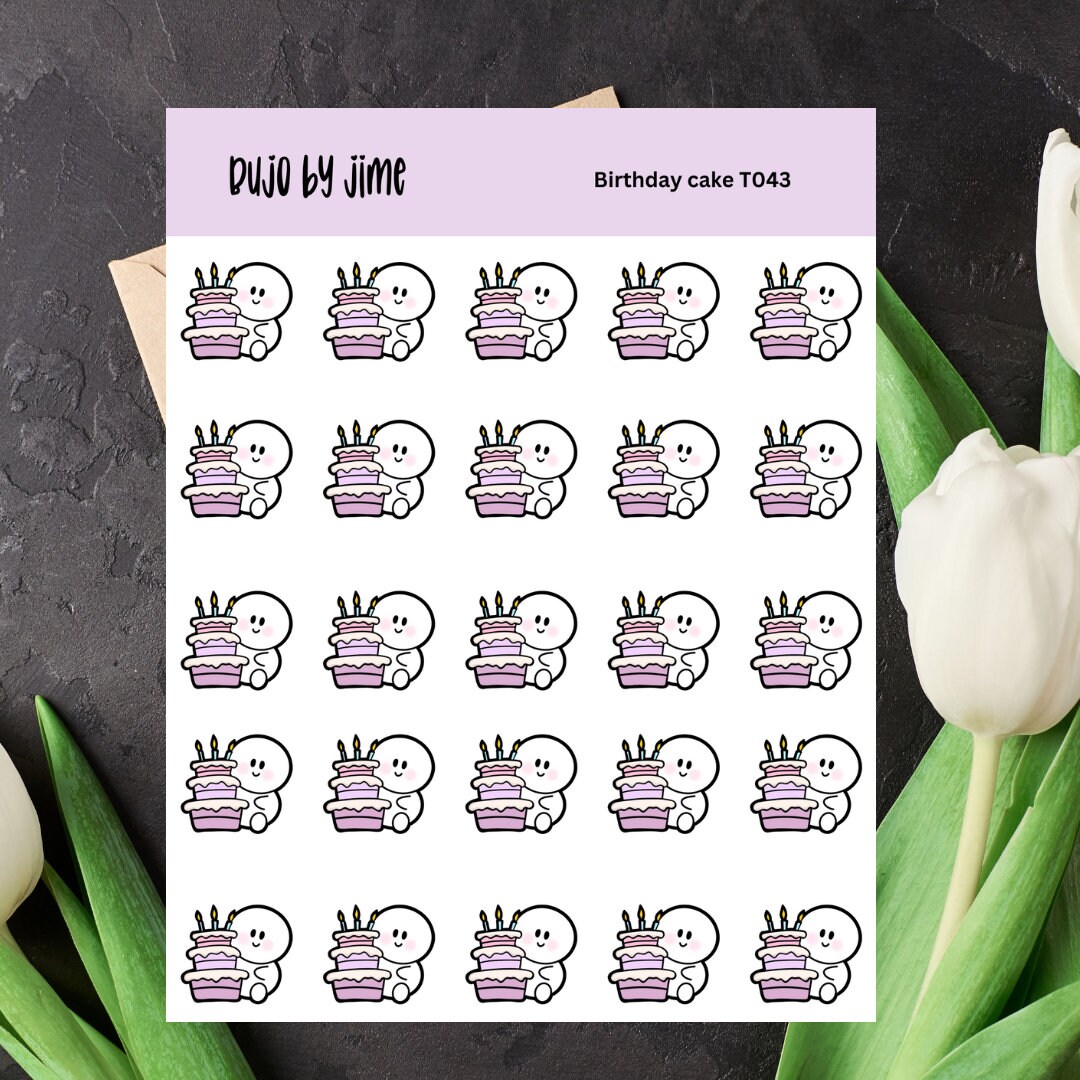 Birthday Cake Sticker Sheet Handmade Design Stickers for Planners and ...