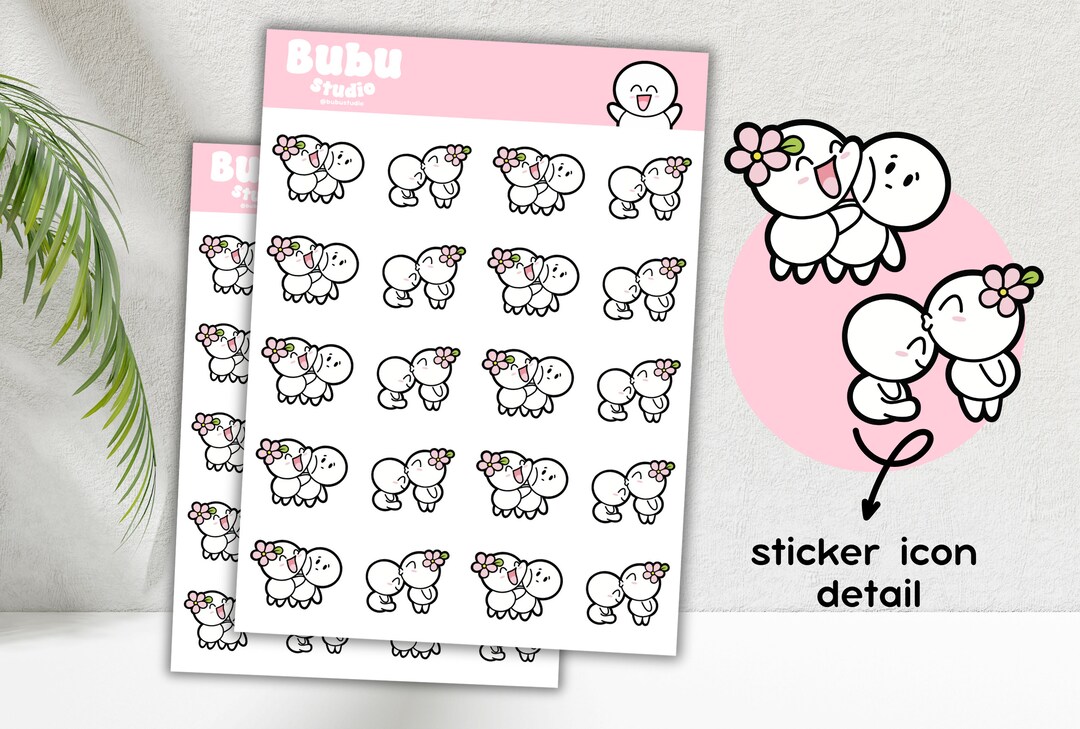 Couple Cuddles Sticker Sheet Couple Stickers Love Stickers Handmade ...
