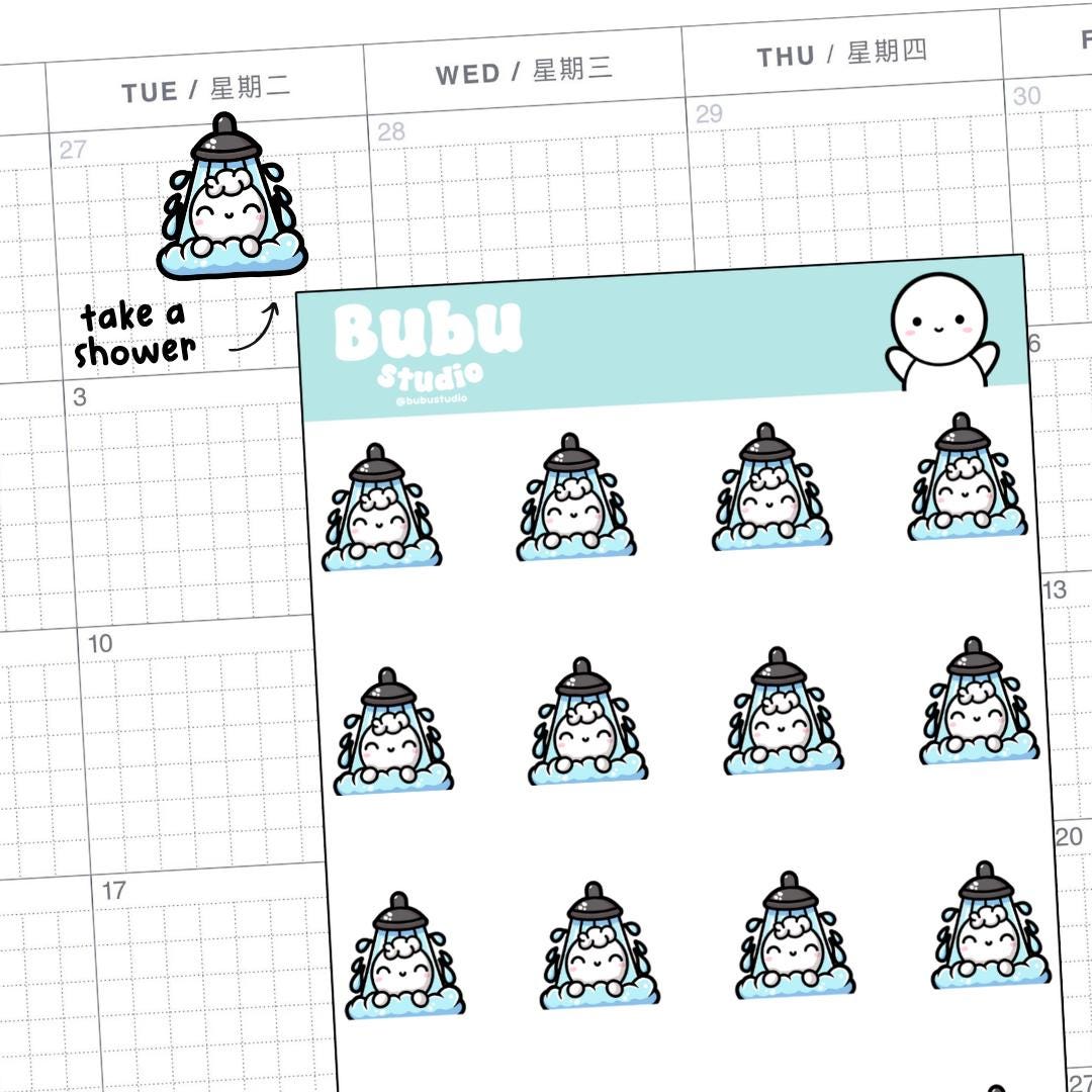 Taking a Shower Sticker Sheet | Handmade Design Stickers for Planners ...