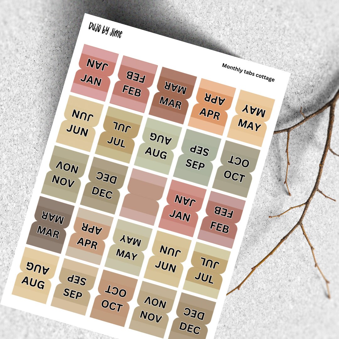 Monthly Tabs Cottage / Sticker Tabs / Stickers for Planners - Etsy ...