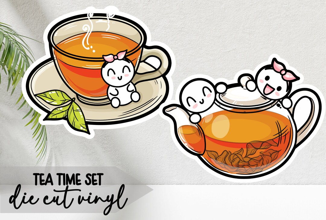 Die Cut Vinyl Sticker Tea Time Set Tea Time Handmade Design Die Cut ...