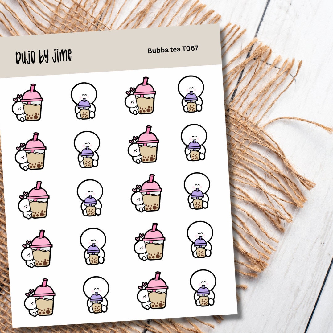 Bubba Tea Sticker Sheet Handmade Design Stickers for Planners and ...