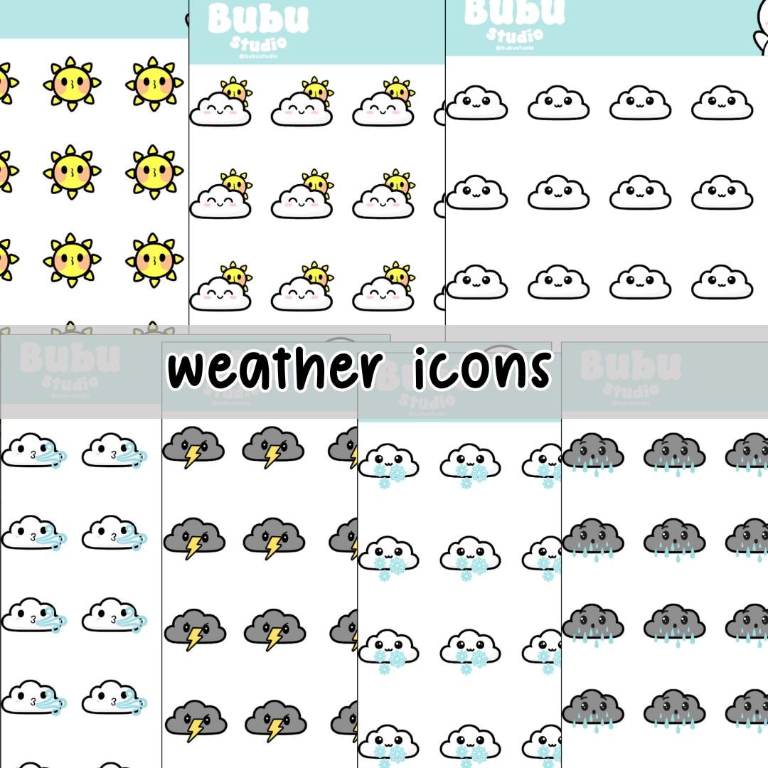 Weather Tiny Icons | Handmade Design Stickers for Planners and Bullet ...