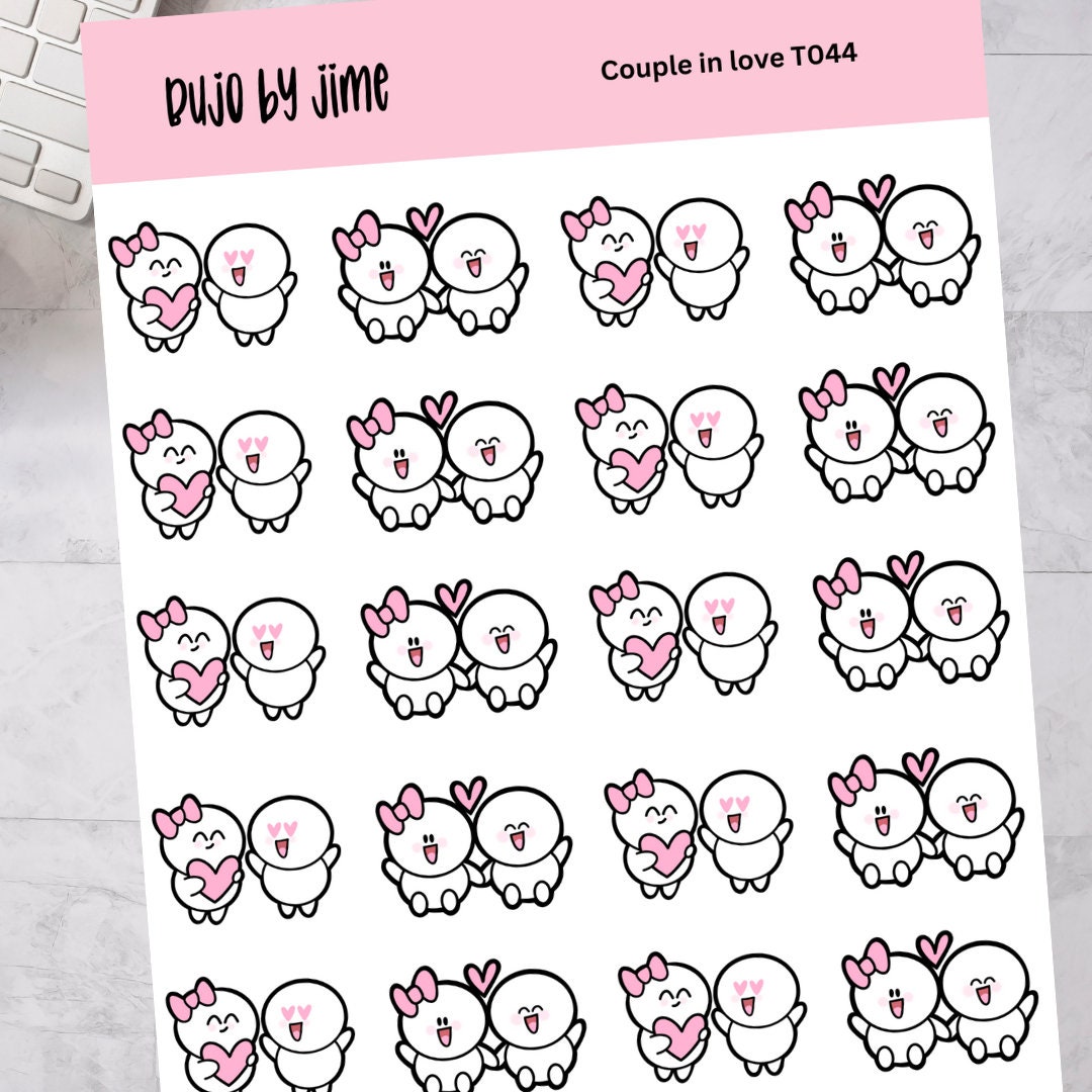 Couple in Love Sticker Sheet Handmade Design Stickers for Planners and ...