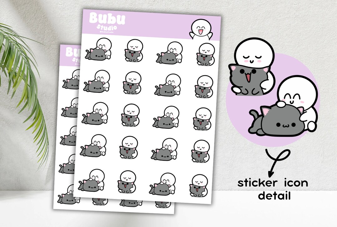 Kitty Cuddles Sticker Sheet Handmade Design Stickers for Planners and ...