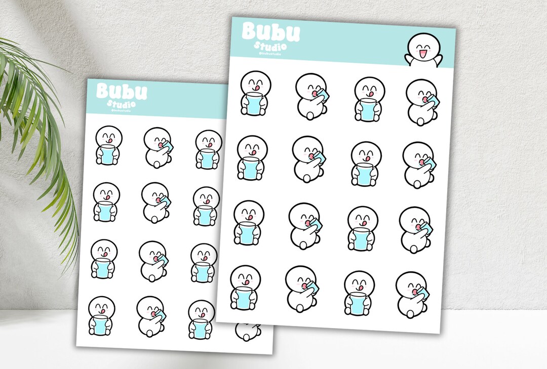 Drinking Water Sticker Sheet Handmade Design Stickers for Planners and ...