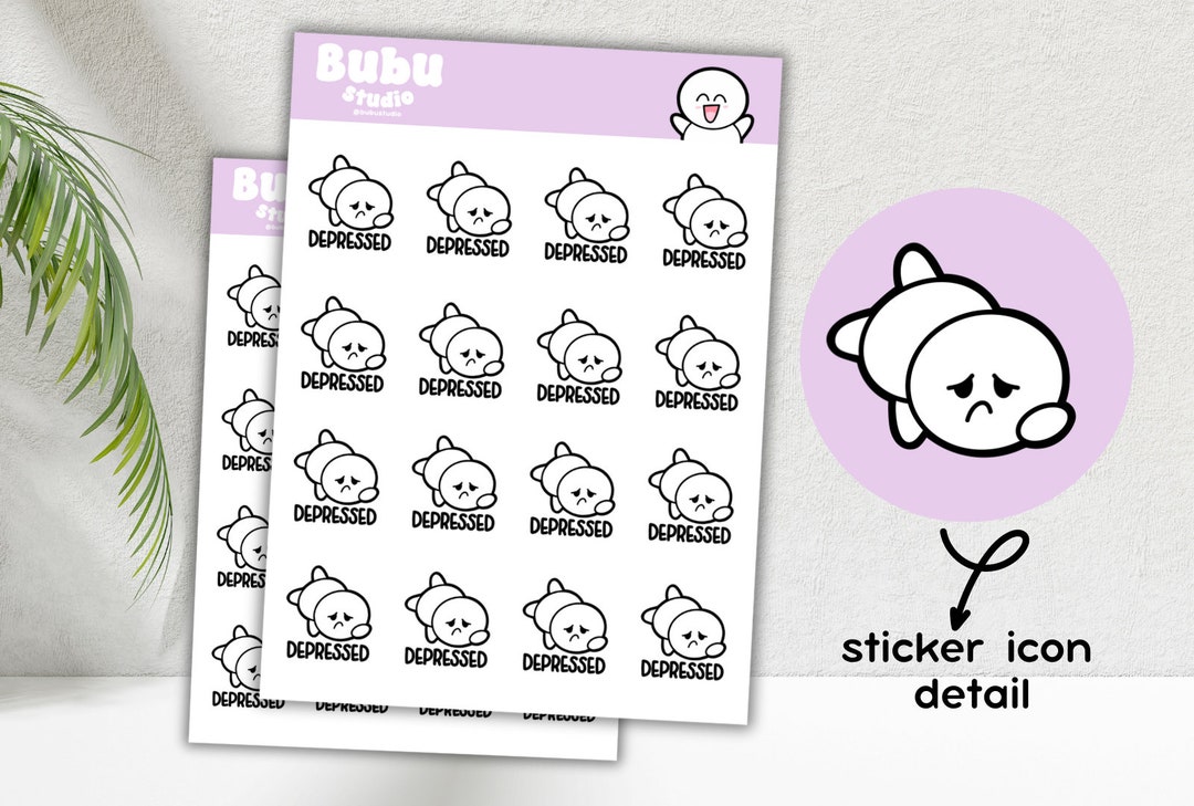 Depressed Sticker Sheet Sad Mood Handmade Design Stickers for Planners ...