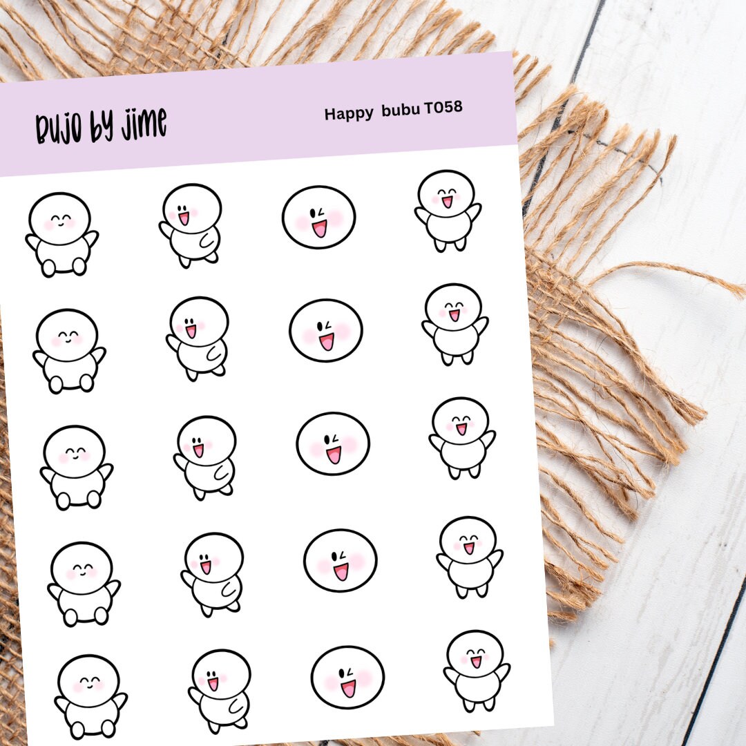 Happy Bubu Mood Sticker Sheet Handmade Design Stickers for Planners and ...
