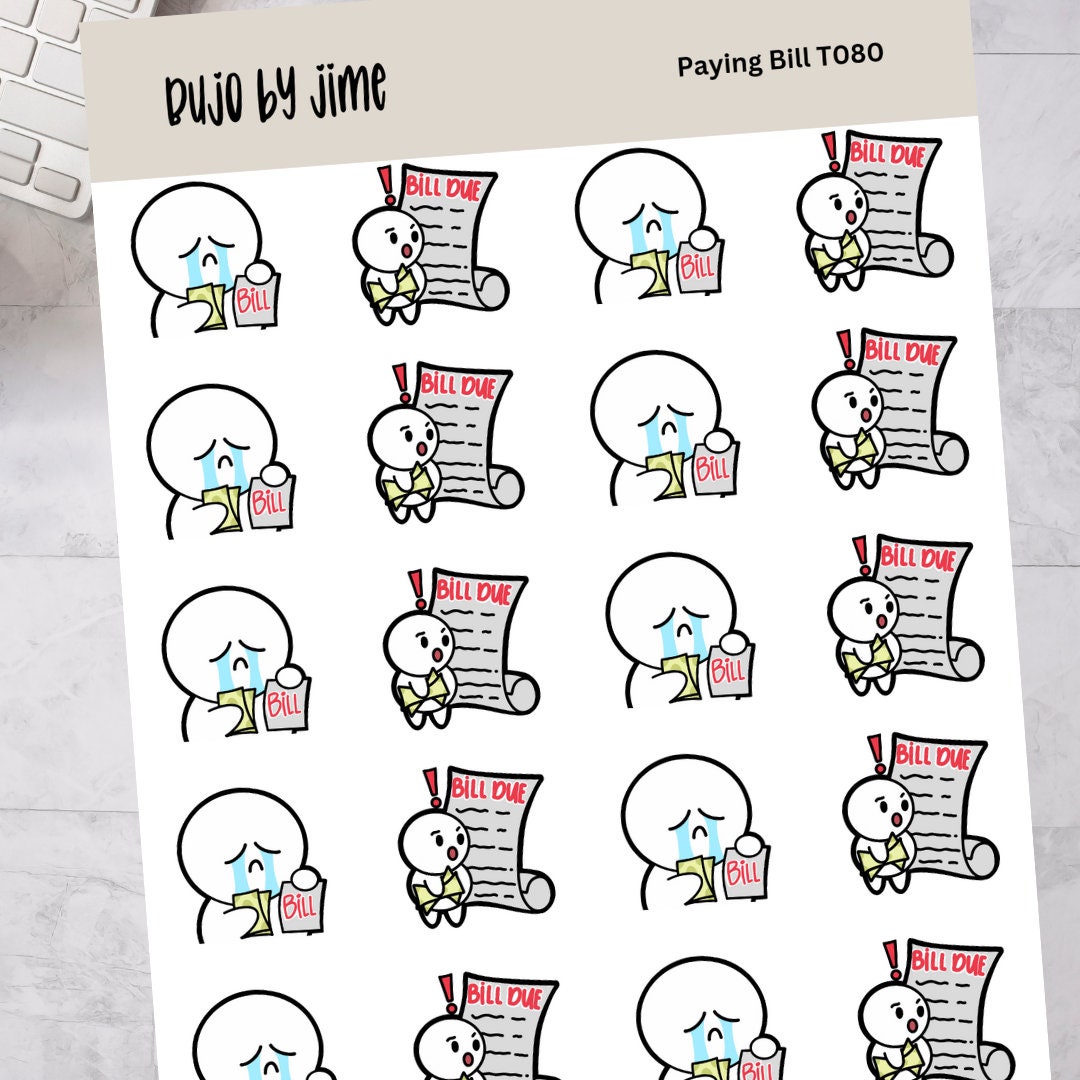 Paying Bill Sticker Sheet Handmade Design Stickers for Planners and ...