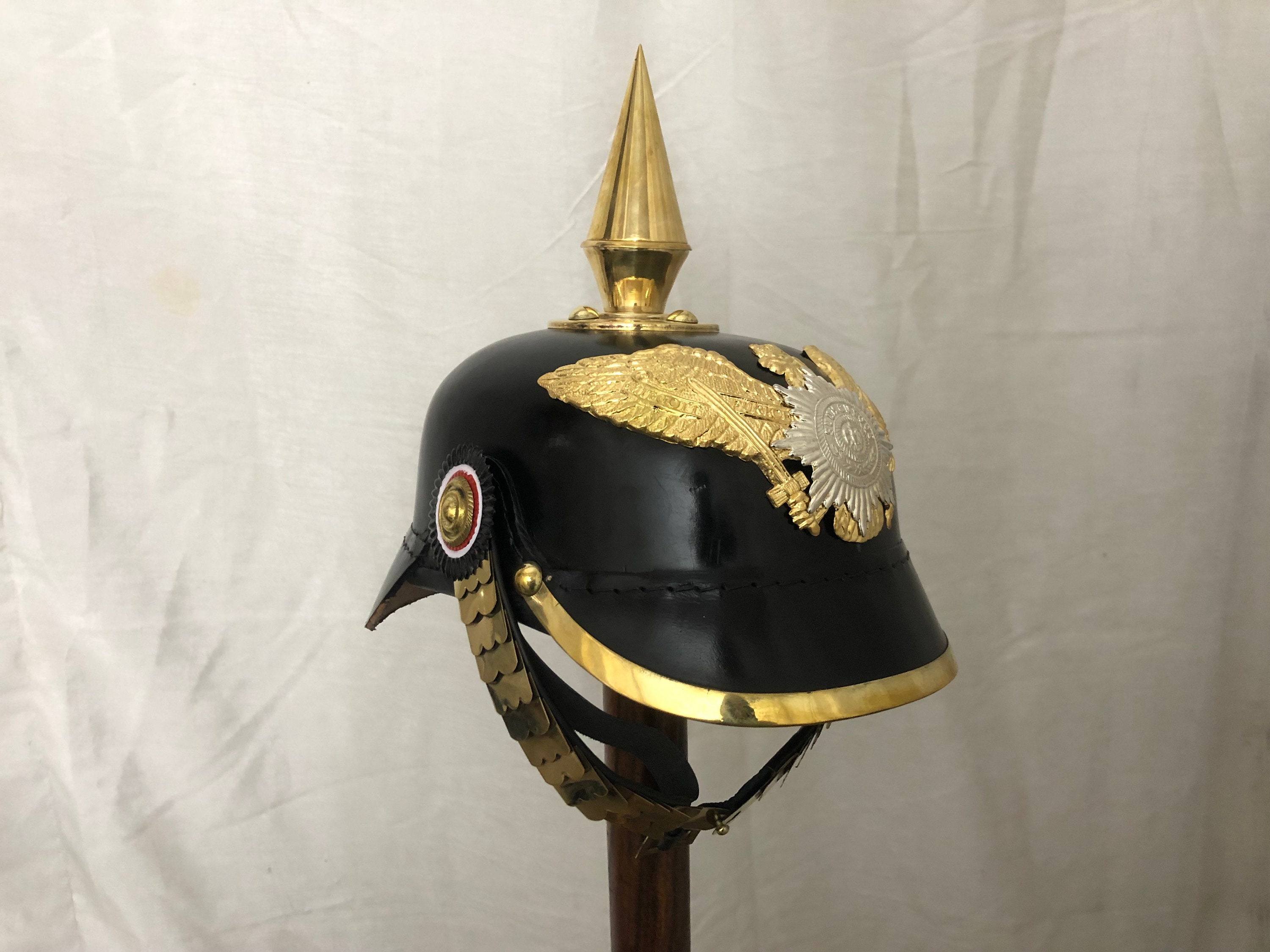 Pickelhaube German Leather Imperial Spike Prussian Helmet With Brass ...